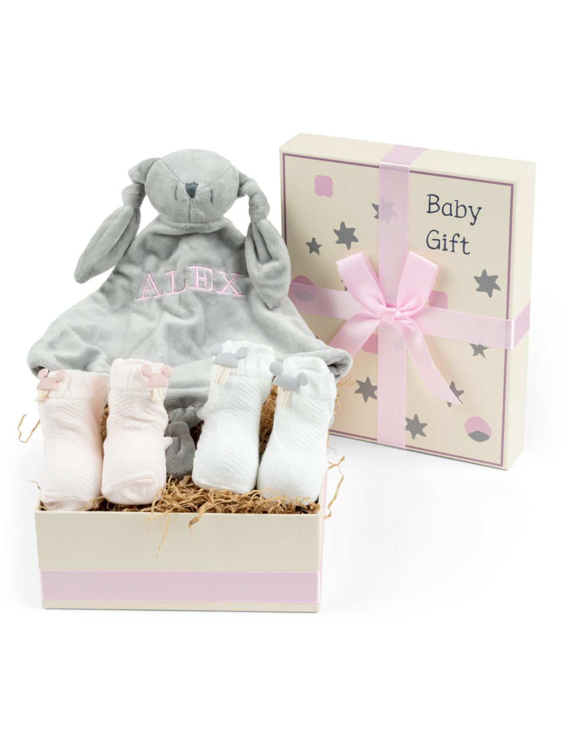 Coffret Cadeau Bébé avec Doudou Brodé et Chaussettes – Cadeau ...